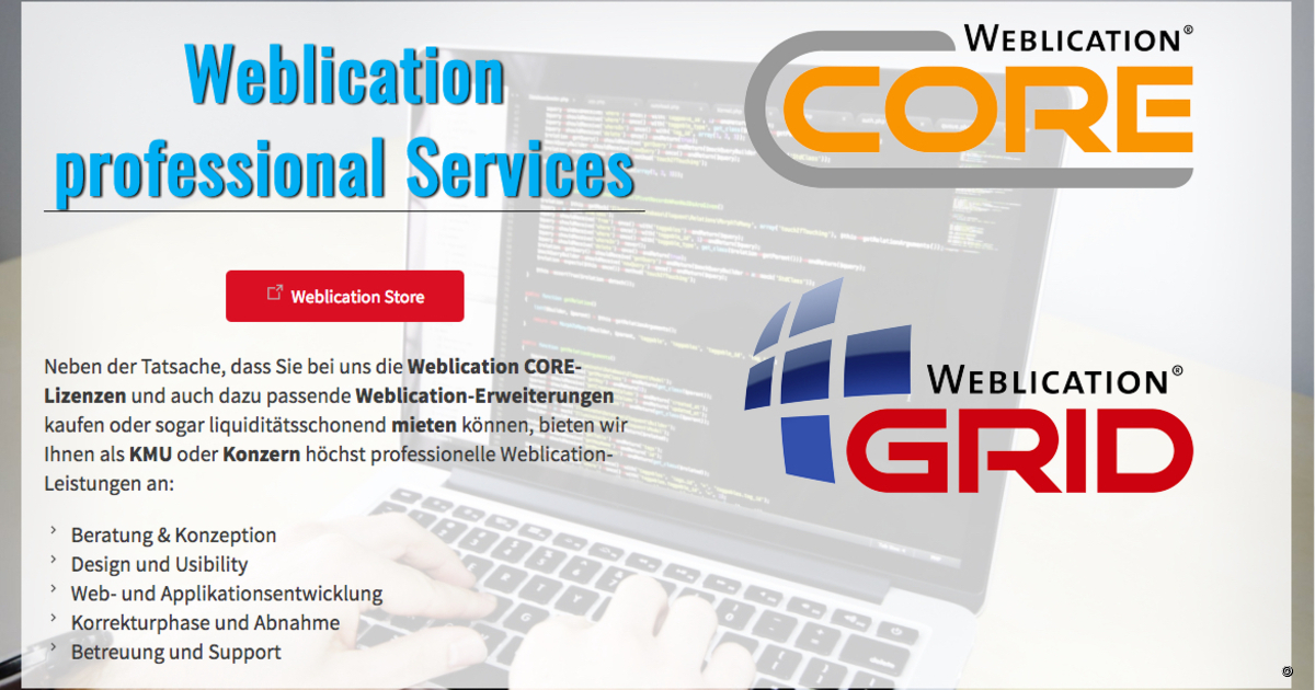 Weblication CORE GRID Design Anpassung Programmierung